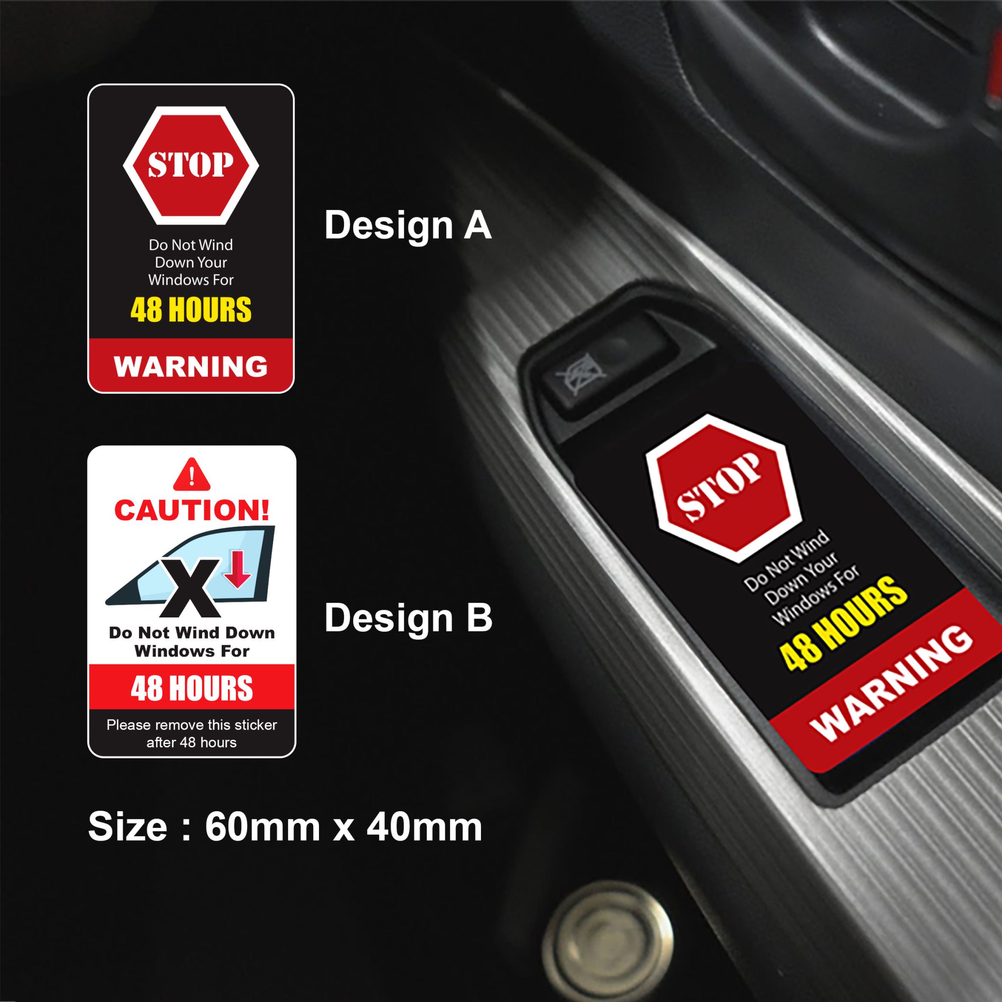 Warning reminder stickers (STOP STICKER) after install tinted - Window Film