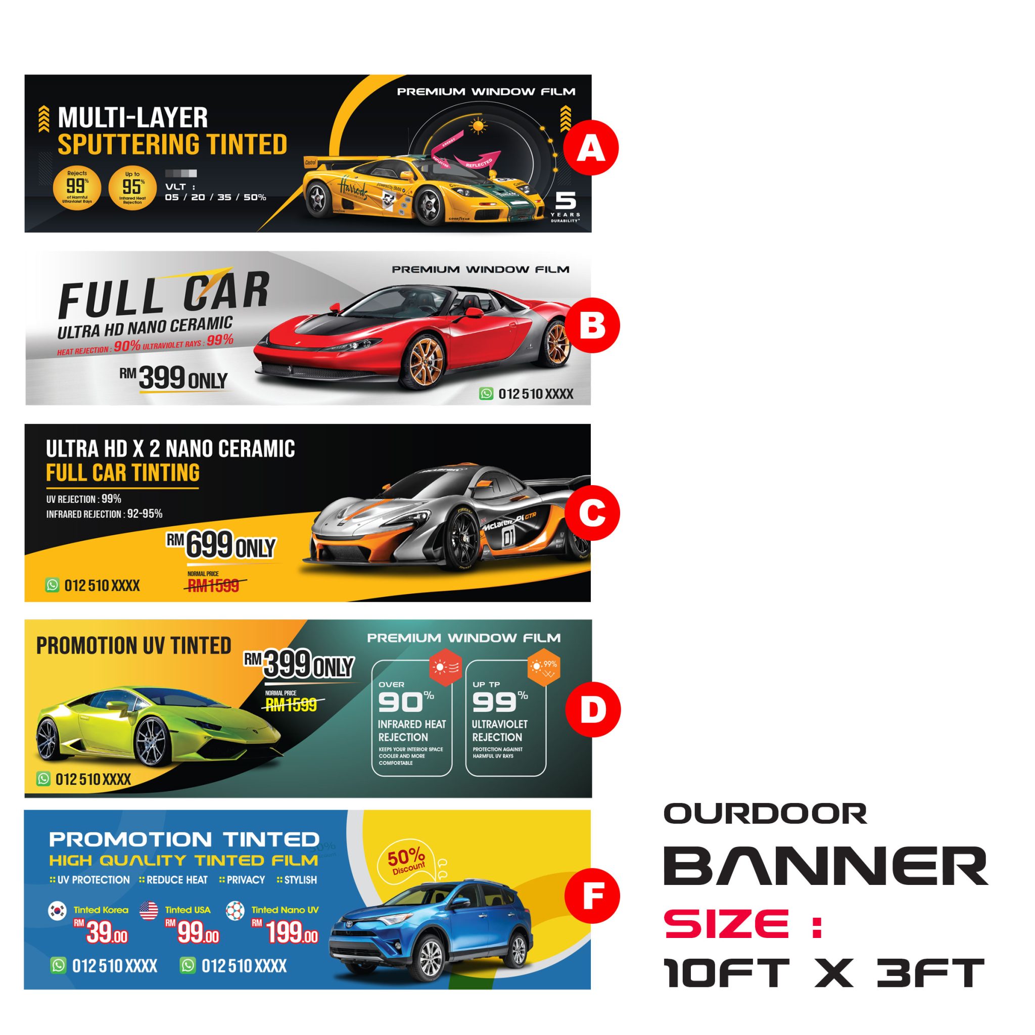 OUTDOOR BANNER SIZE 10ft x 3ft - Window Film
